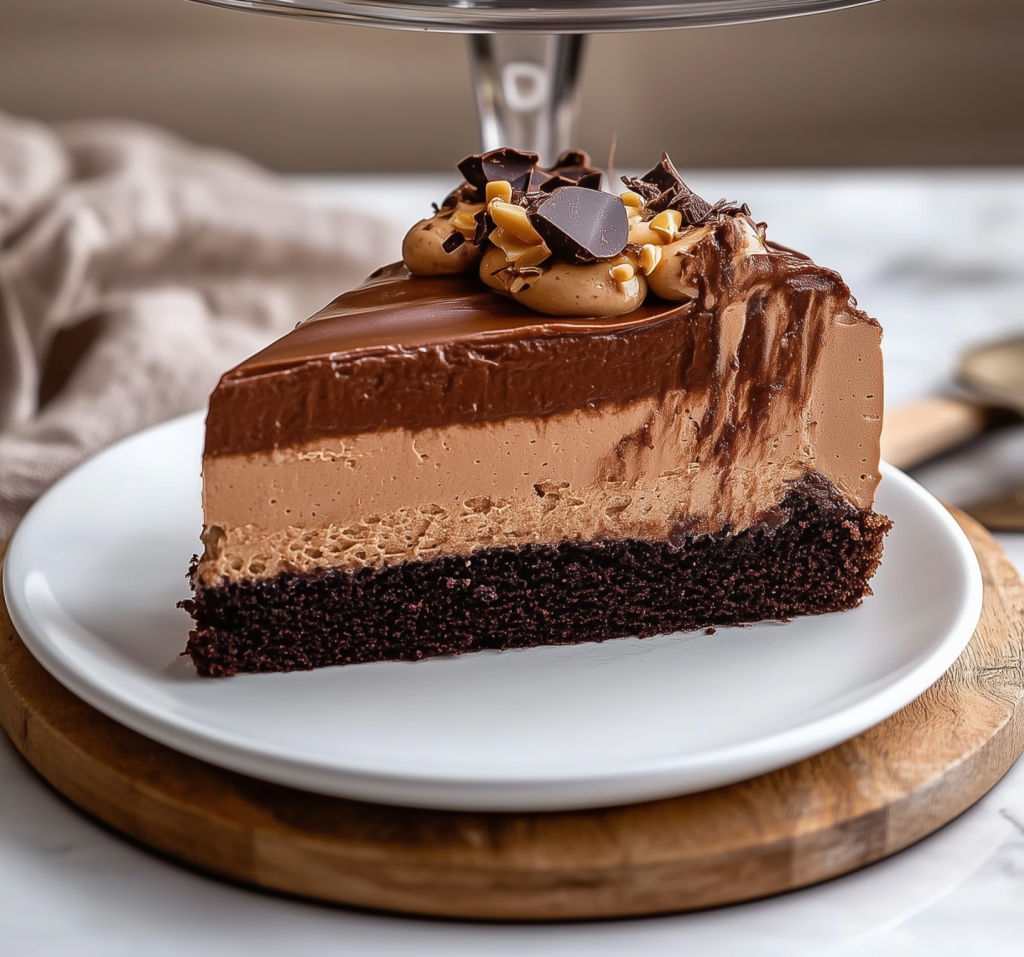 Chocolate Mousse Cake with Ganache Topping Magic Feast